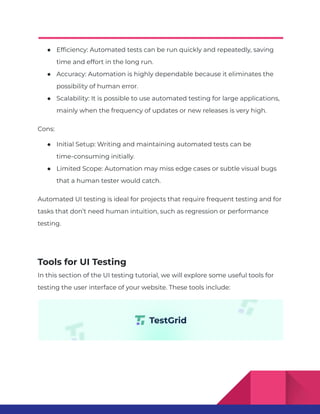 UI Testing: A Complete Guide With Techniques, Tools, & Best Practices | PDF