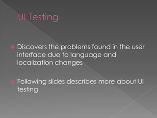 Ui testing on multi lingual | PPTX