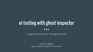 Ui Testing with Ghost Inspector | PPTX | Web Development | Internet
