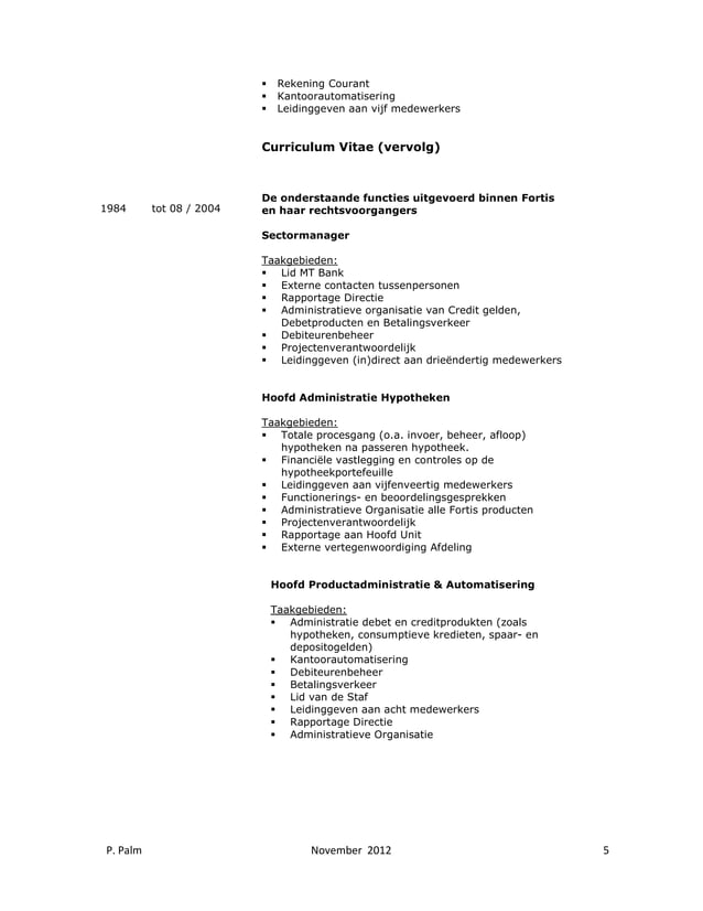 Uitgebreid Cv P Palm | PDF