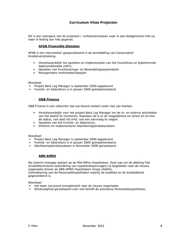 Uitgebreid Cv P Palm | PDF