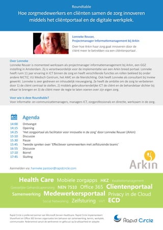 Uitnodiging Roundtable Zorg | 21 augustus | Hoe zorgmedewerkers en cliënten samen de zorg ...