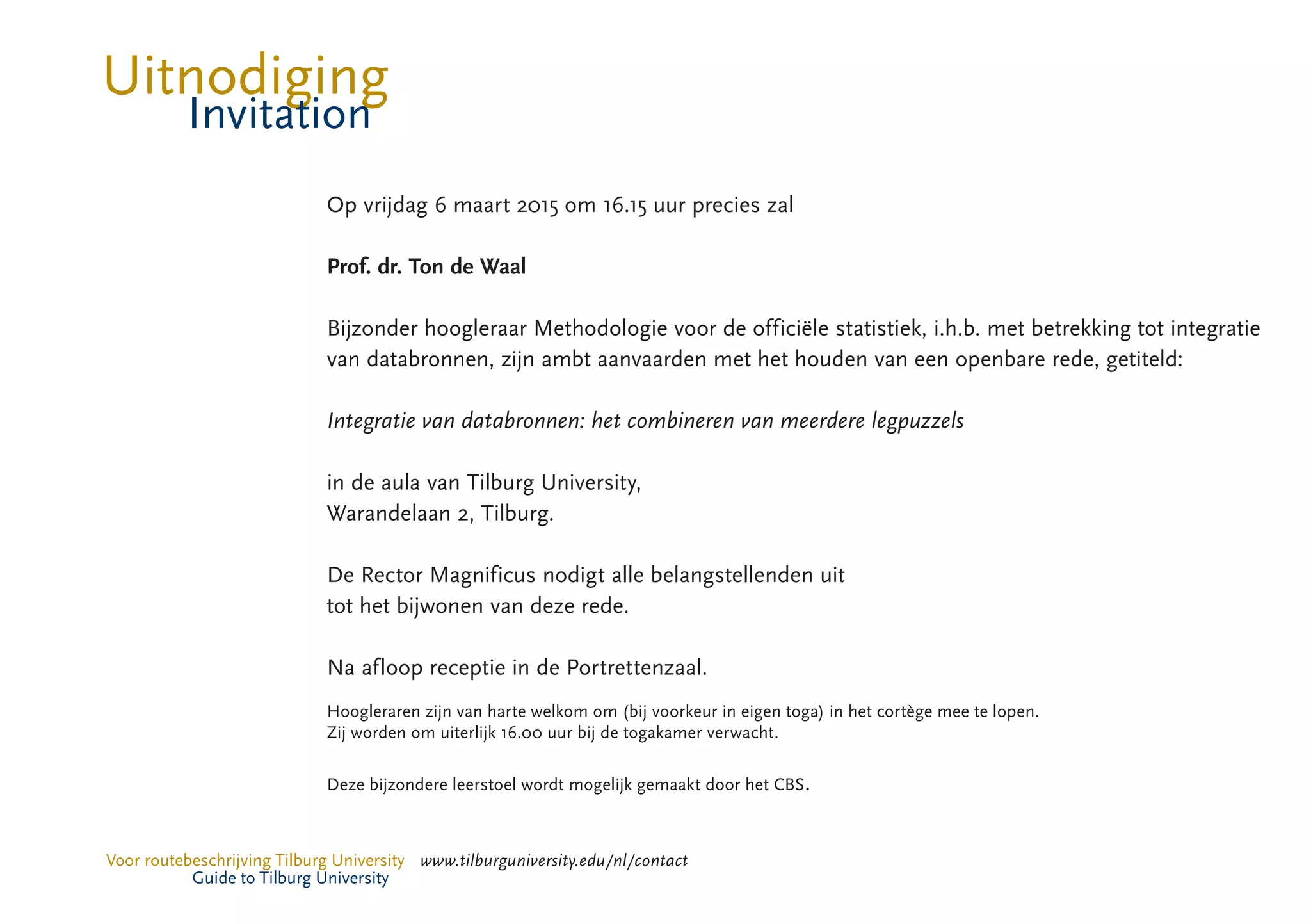 Uitnodiging oratie de Waal | PDF
