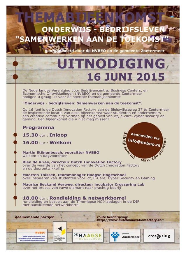 Uitnodiging themabijeenkomst 16 juni 2015 | PDF
