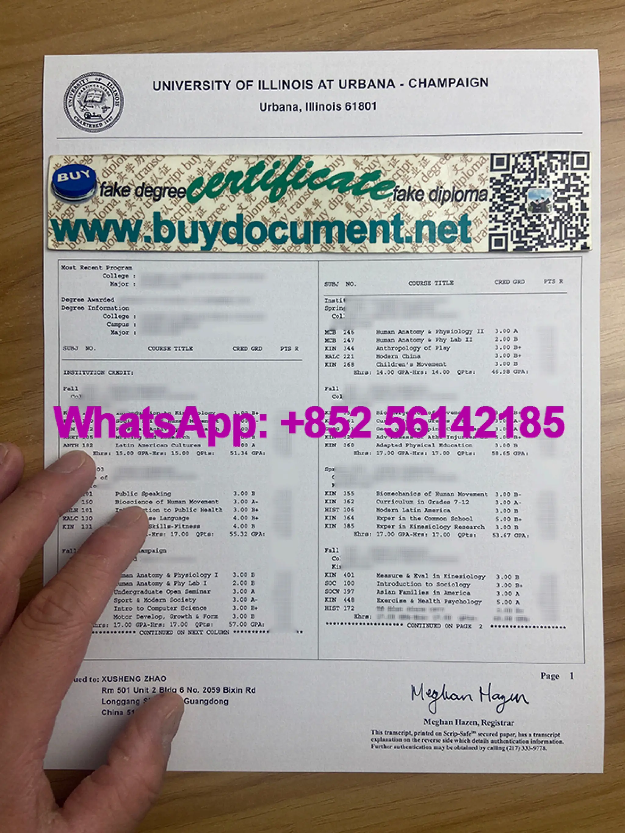 UIUC transcript. University of Illinois Urbana-Champaign transcript. | PDF