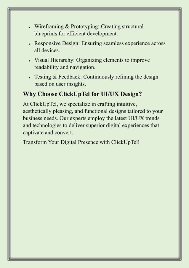 UI/UX Design: Elevate Your Digital Experience | PDF
