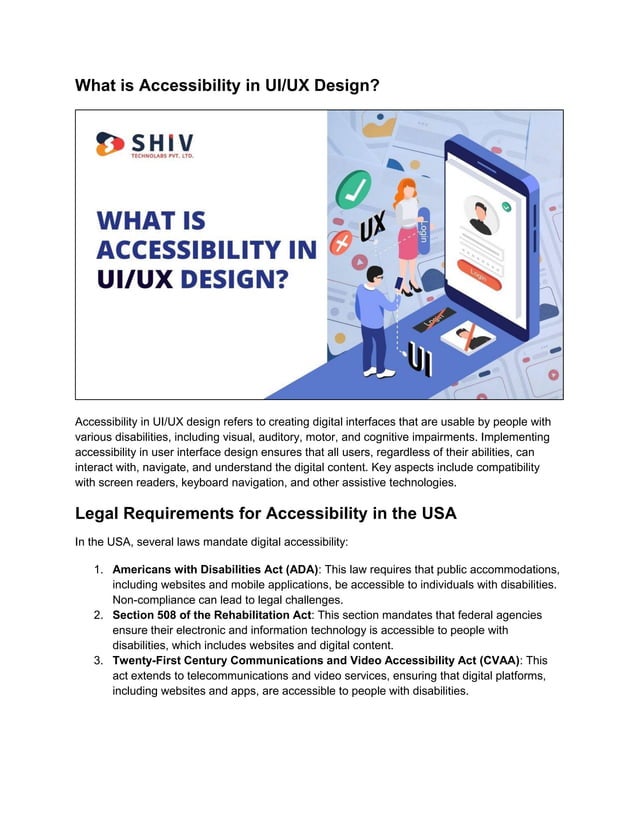 USA’s Guide to Accessible UI/UX Design and Compliance | PDF