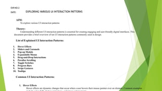 EXPLORING VARIOUS UI INTERACTION PATTERNS | PPTX