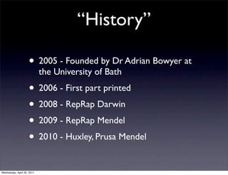 RepRap Presentation UJEP | PDF