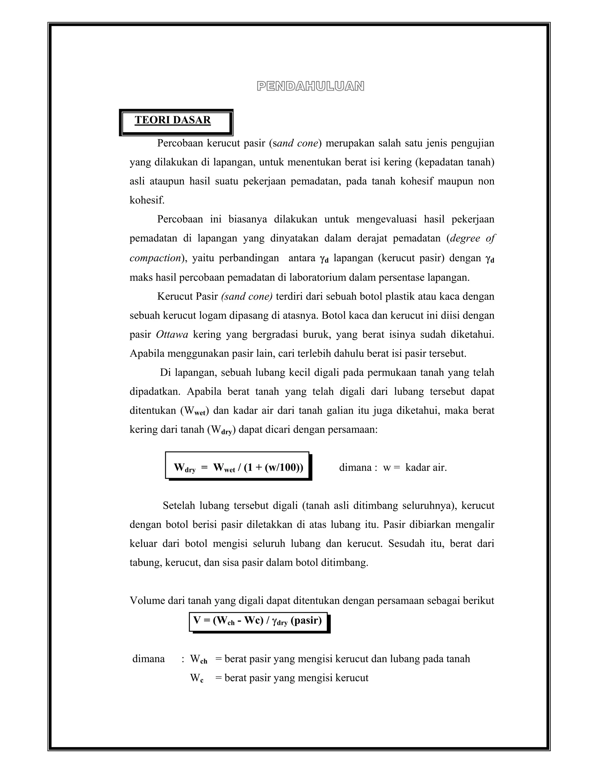 Uji sand-cone | PDF