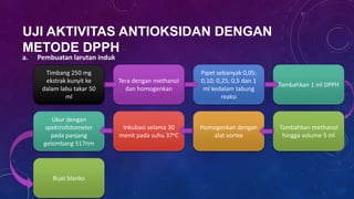 Uji aktivitas antibakteri, antijamur, antioksidan dan toksisitas terhadap ektrak kunyit | PPTX