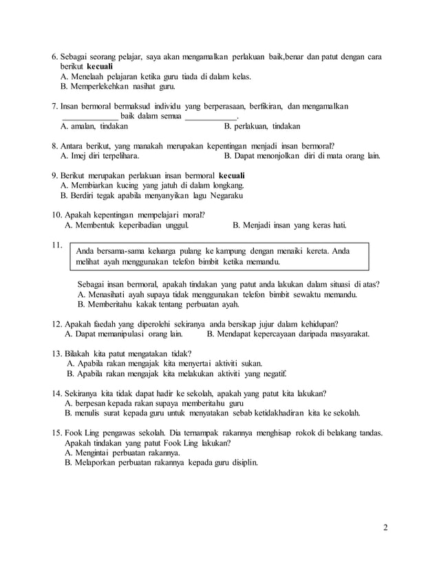 Ujian mac-pendidikan-moral-tingkatan-1 | DOCX