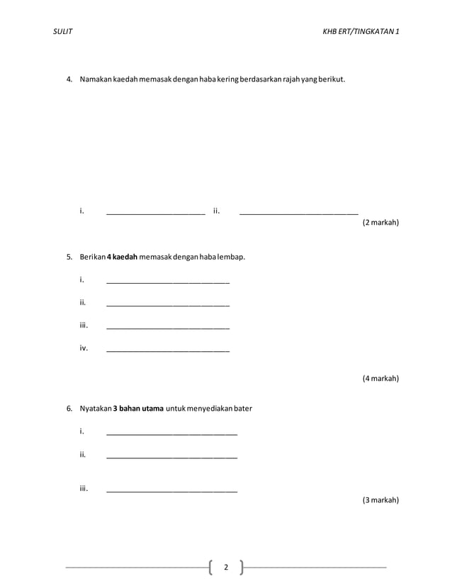 Ujian Bulanan KHB ERT Tingkatan 1 | DOCX