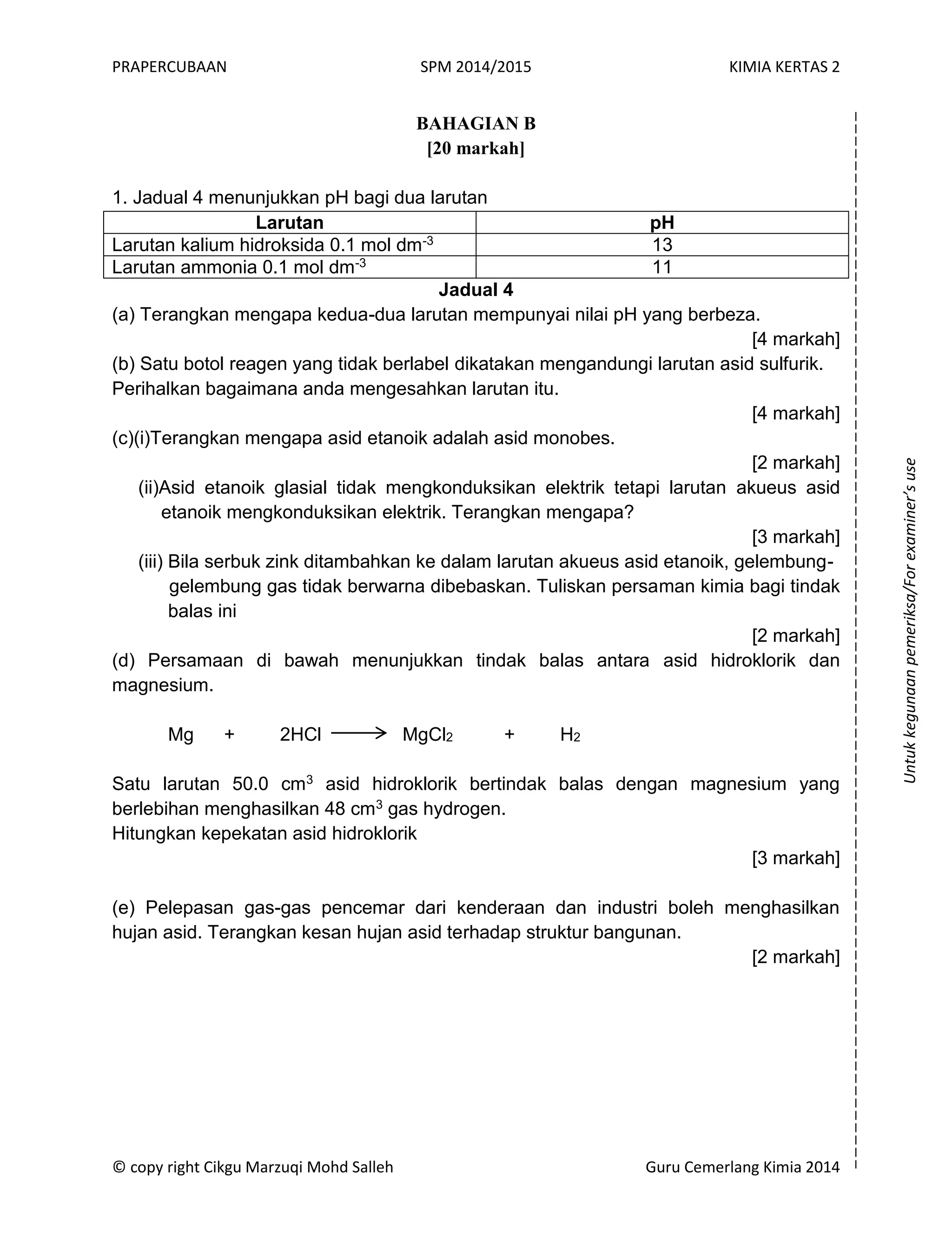 Latihan Kimia SPM | DOCX