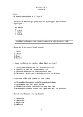 Ujian 2 pendidikan islam ting 1 | DOCX