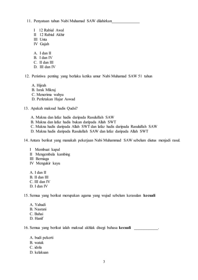 Ujian 2 pendidikan islam ting 1 | PDF