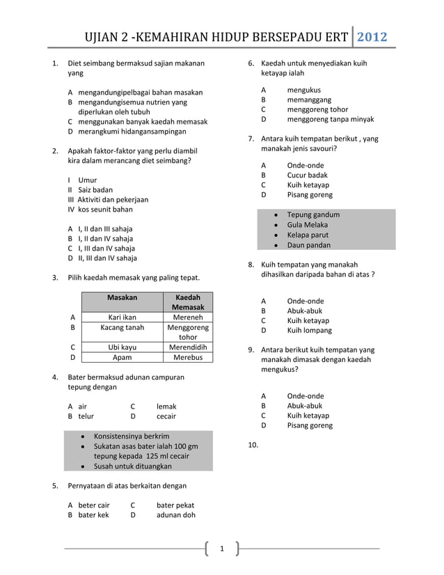 Ujian 2 tingkatan 2 2012 | PDF
