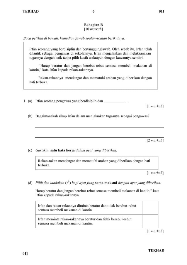UJIAN AKHIR SESI AKADEMIK TAHUN 6 2024 1 | PDF