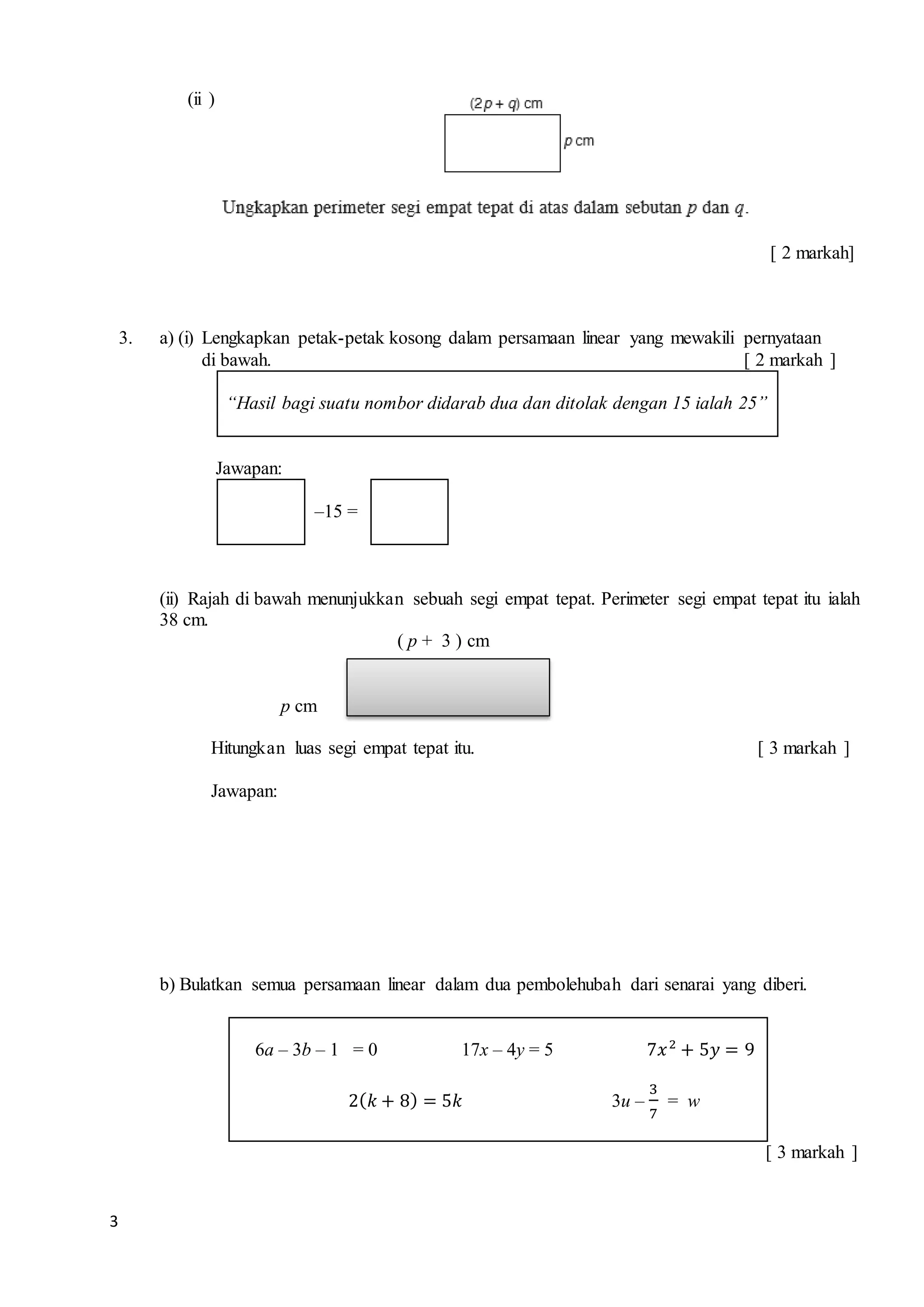Ujian akhir tahun matematik tingkatan 1 2 | DOCX
