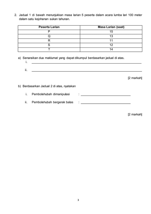 Ujian awal tahun sn4 krts 2 | PDF