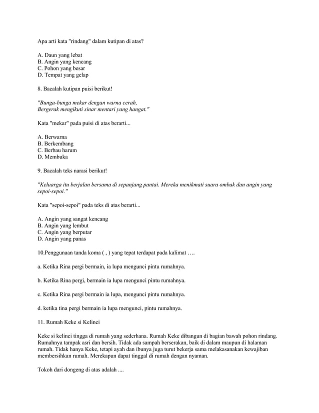 UJIAN BINDO KLS 3 PAS 1.docx'kurikulum merdeka | PDF