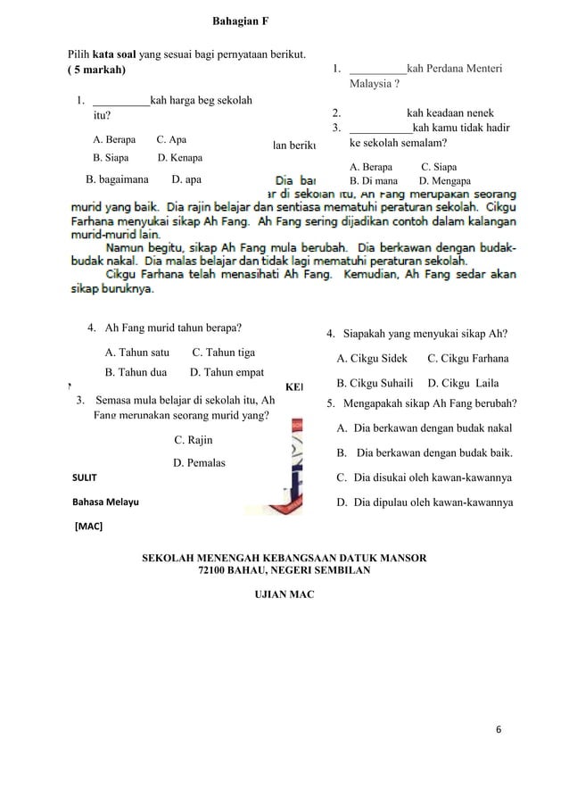 mari memahami bahasa melayu, kelas peralihan | DOC