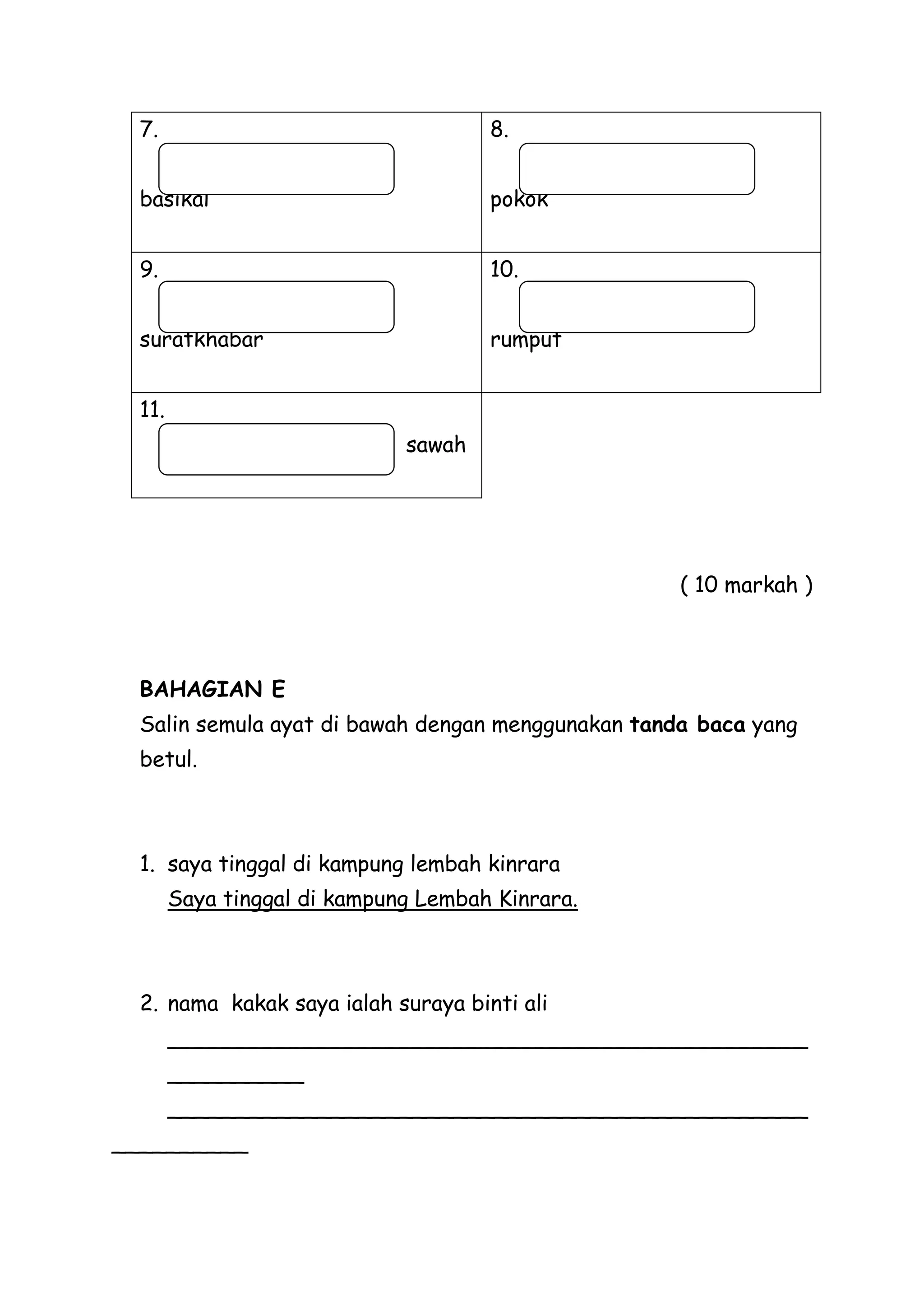 Ujian bm thn 1 | PDF