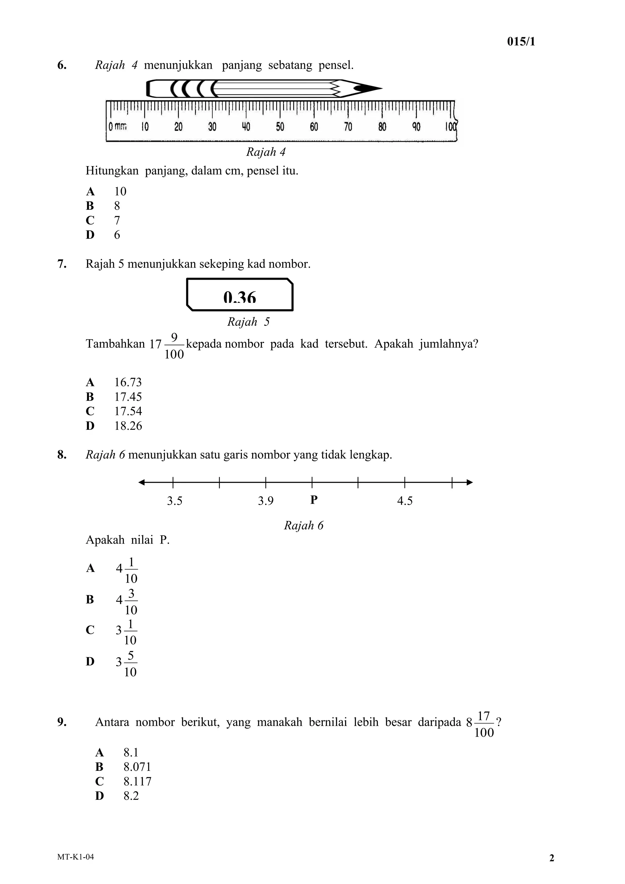 Ujian Bulan Mac - Matematik Kertas 1 (01) | PDF