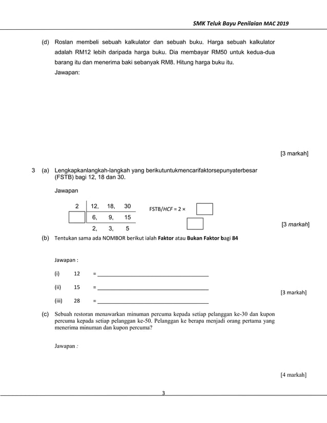 Ujian mac 2019 mm f1 | PDF
