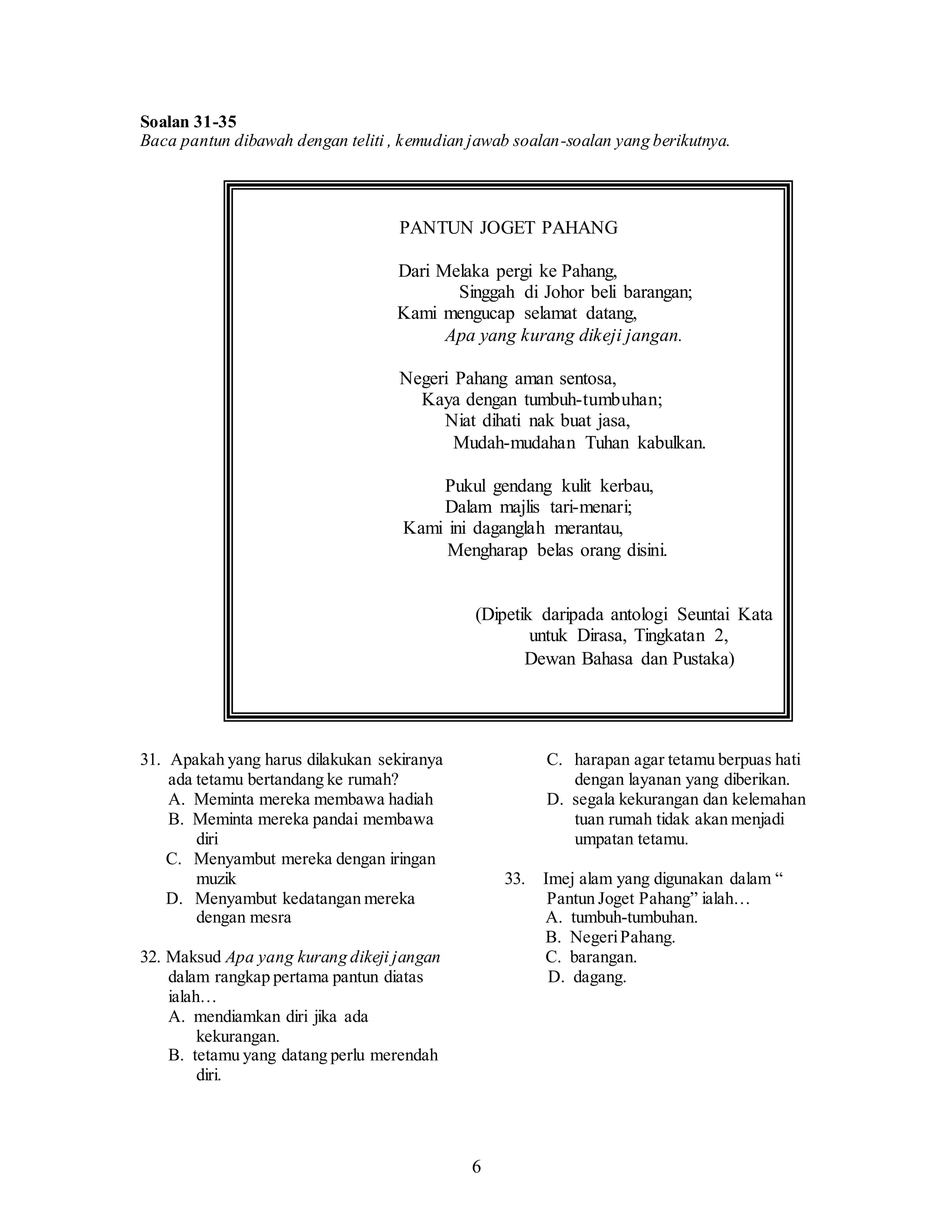 Ujian mac bahasa melayu tingkatan 2 | DOC