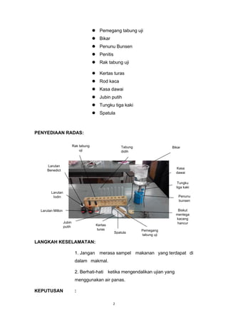 SCES3013 Amali 1: Ujian Makanan | PDF