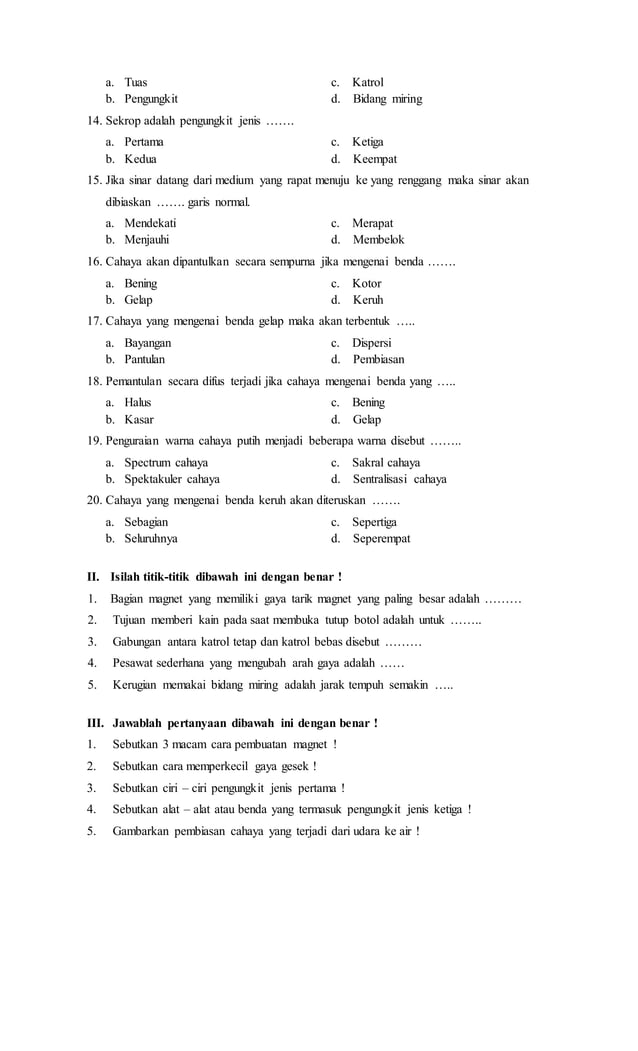SOAL mid semester ii 5-2013ipa | PDF