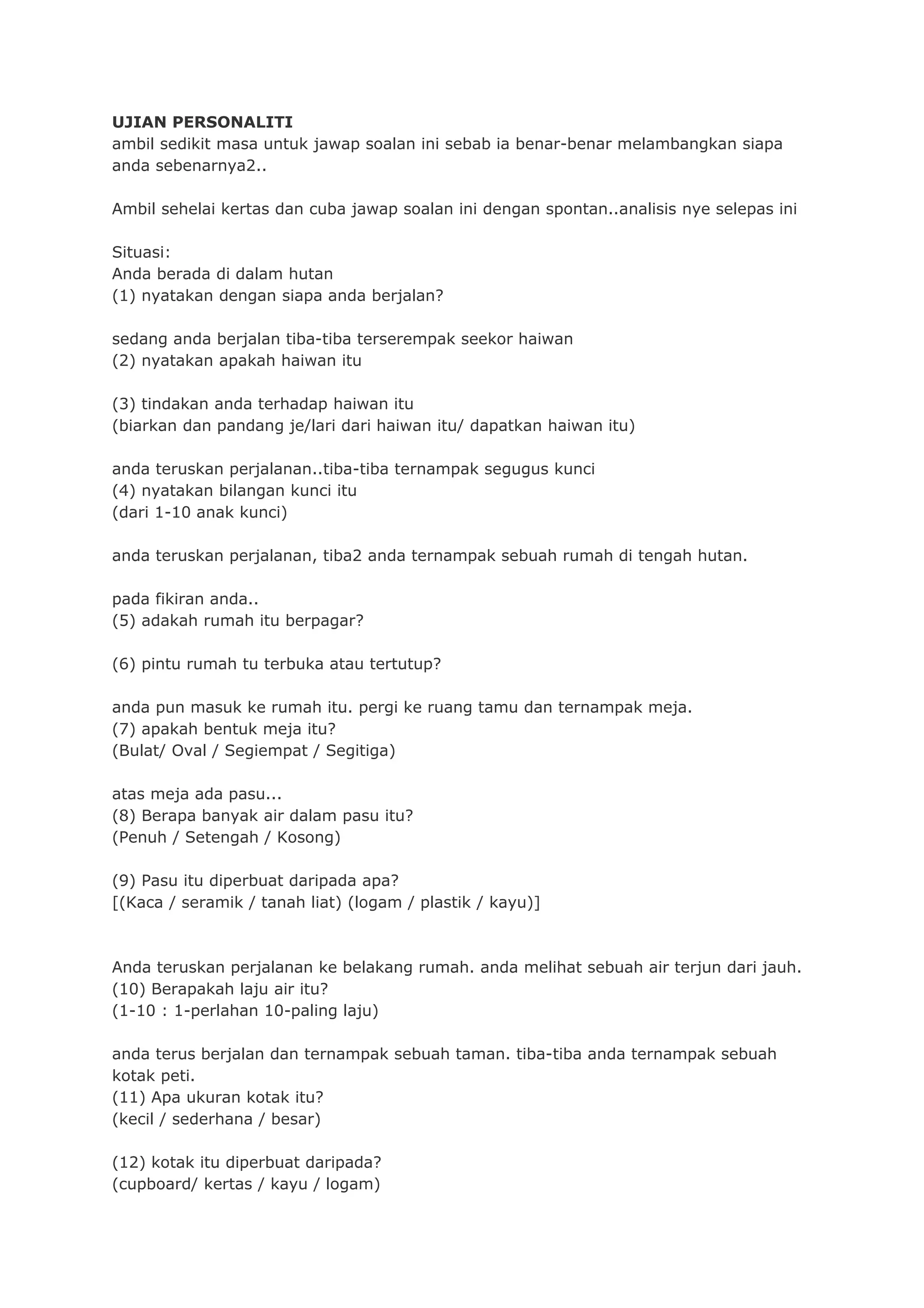 Ujian personaliti | DOC