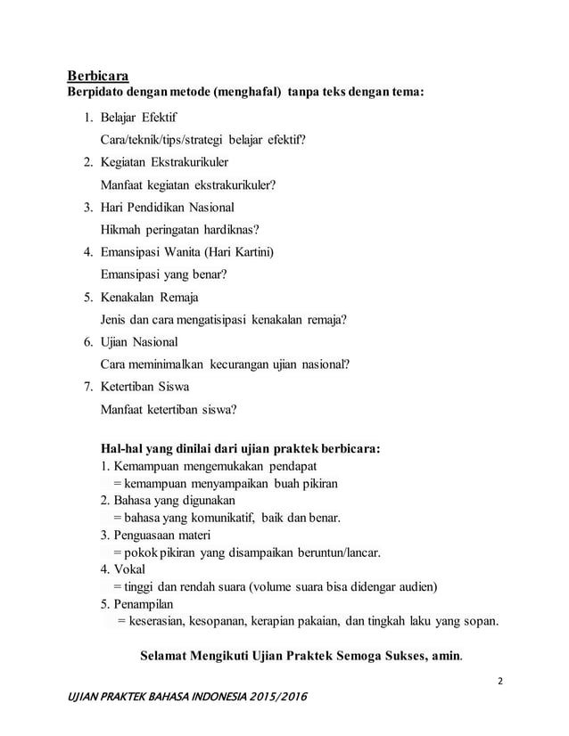 Ujian praktek bahasa indonesia kelas XII | DOCX