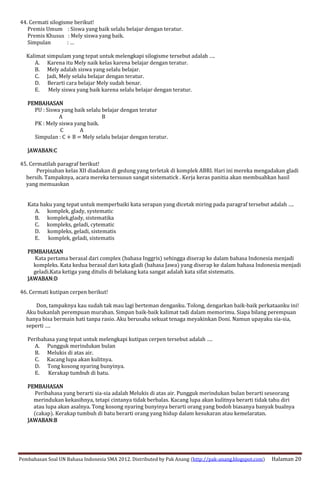 Ujian sekolah bahasa indonesia sma | PDF