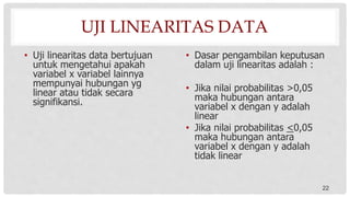 UJI ASUMSI dan cara penggunaan spss pada penelitian | PPTX