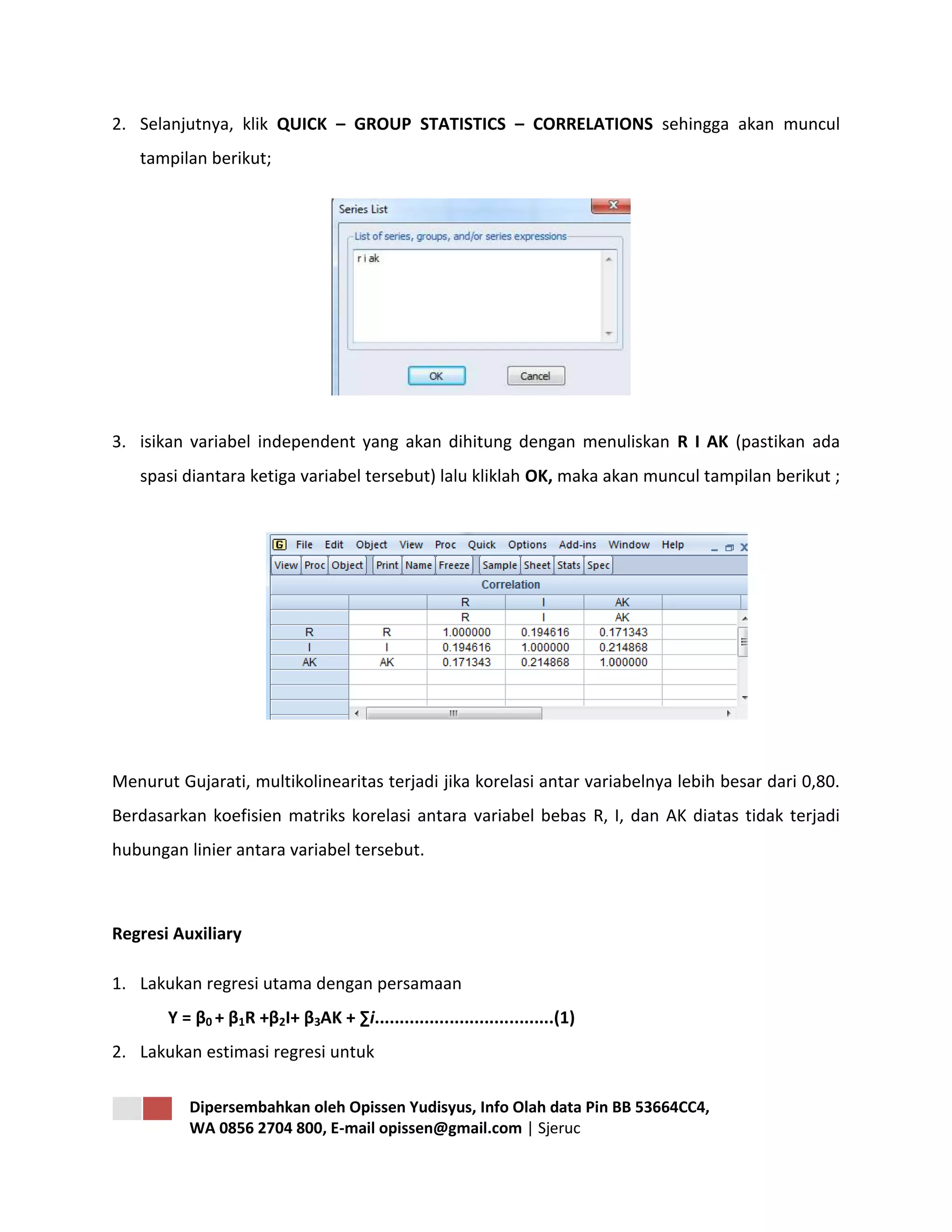 Analisis Uji asumsi klasik dengan Eviews | PDF