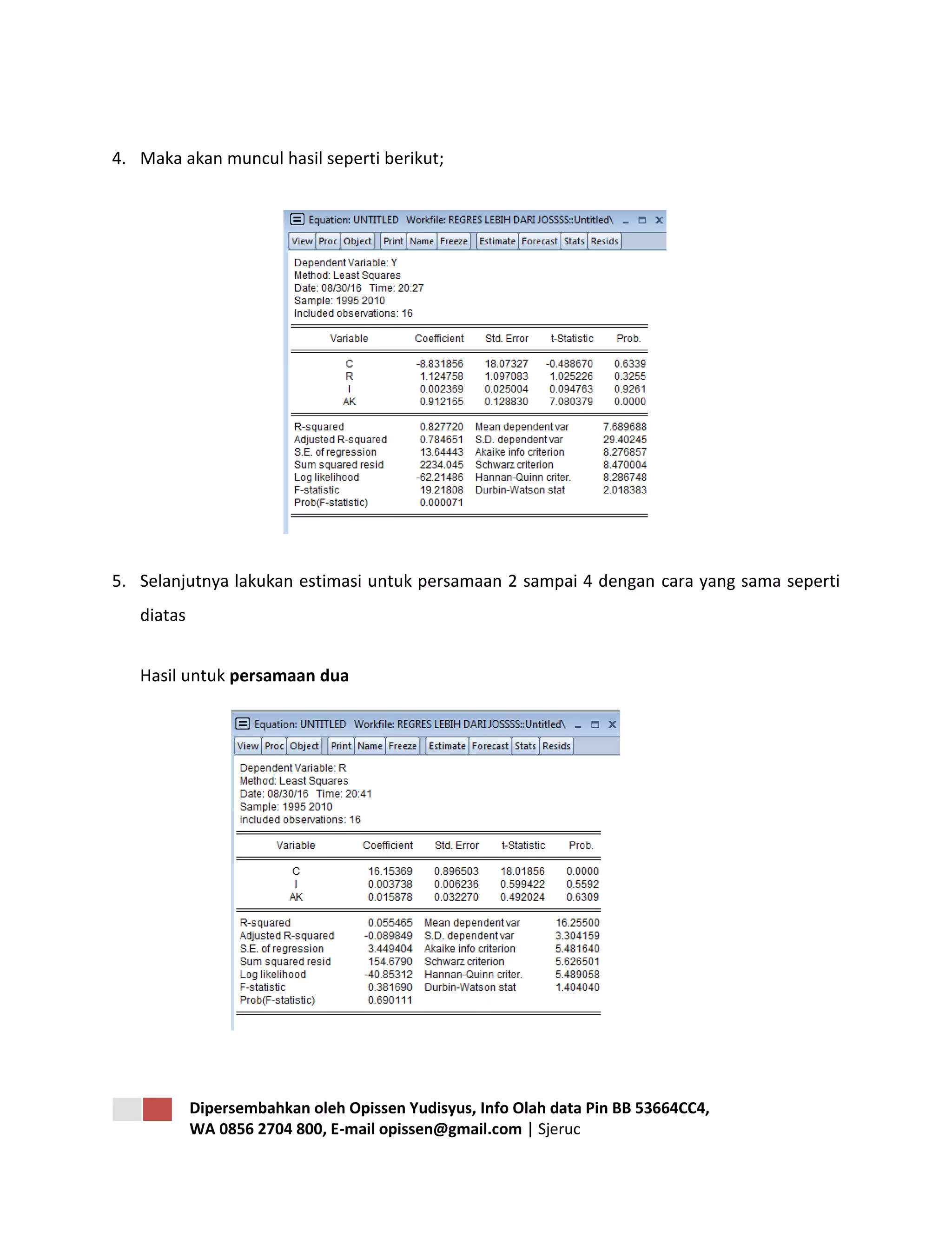 Analisis Uji asumsi klasik dengan Eviews | PDF