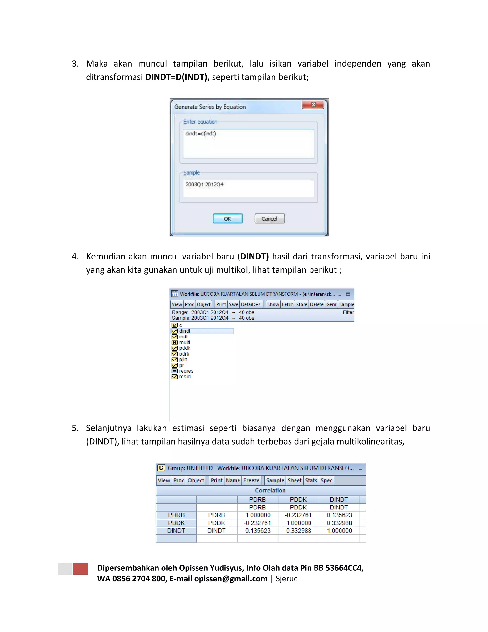 Analisis Uji asumsi klasik dengan Eviews | PDF