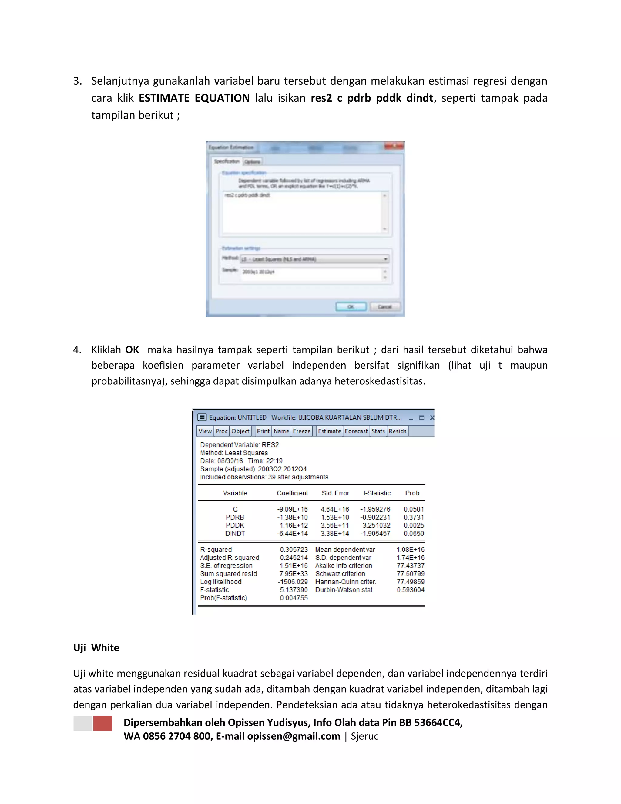 Analisis Uji asumsi klasik dengan Eviews | PDF