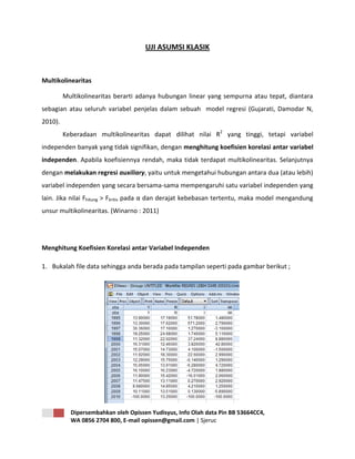 Analisis Uji asumsi klasik dengan Eviews | PDF