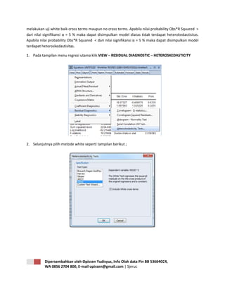 Analisis Uji asumsi klasik dengan Eviews | PDF