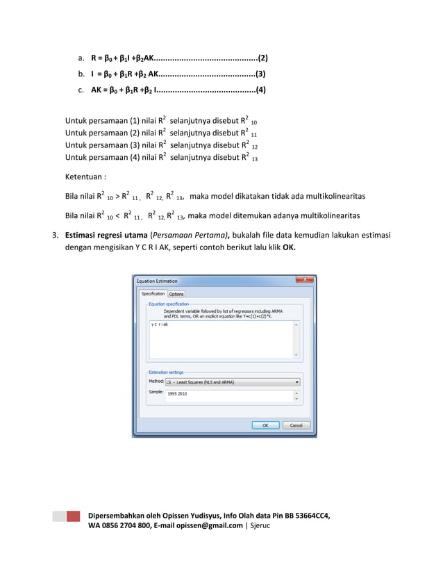 Analisis Uji asumsi klasik dengan Eviews | PDF