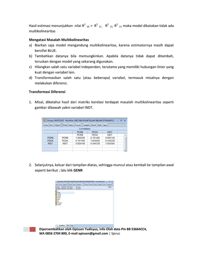 Analisis Uji asumsi klasik dengan Eviews | PDF