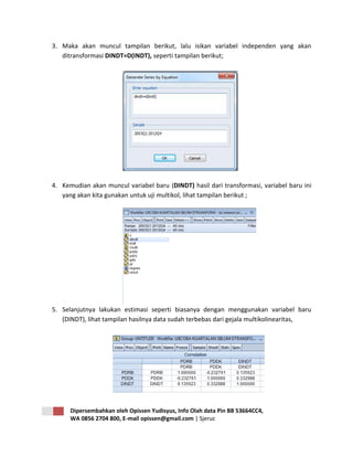 Analisis Uji asumsi klasik dengan Eviews | PDF