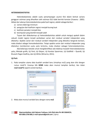 Analisis Uji asumsi klasik dengan Eviews | PDF
