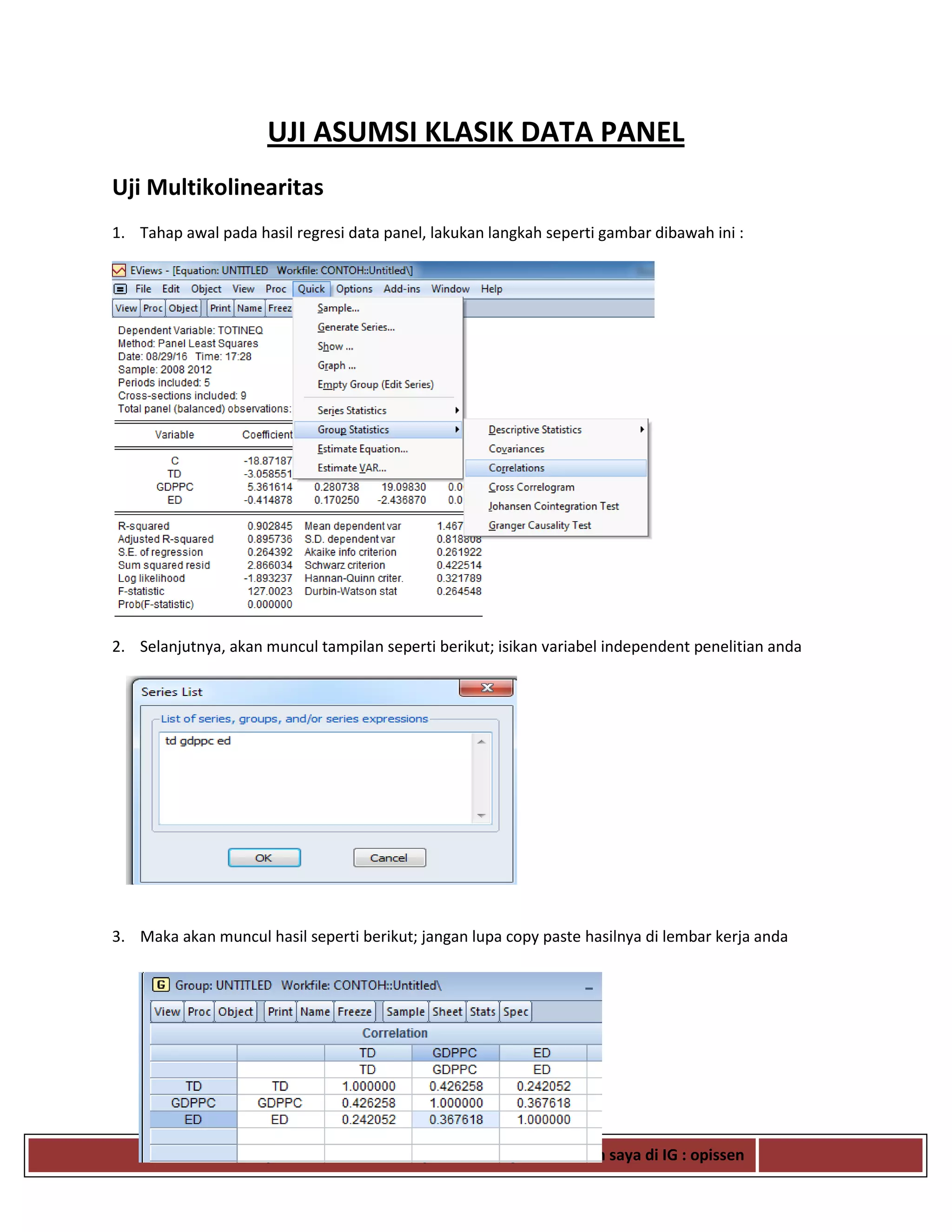 Uji asumsi klasik dengan data panel | PDF