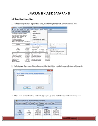 Uji asumsi klasik dengan data panel | PDF