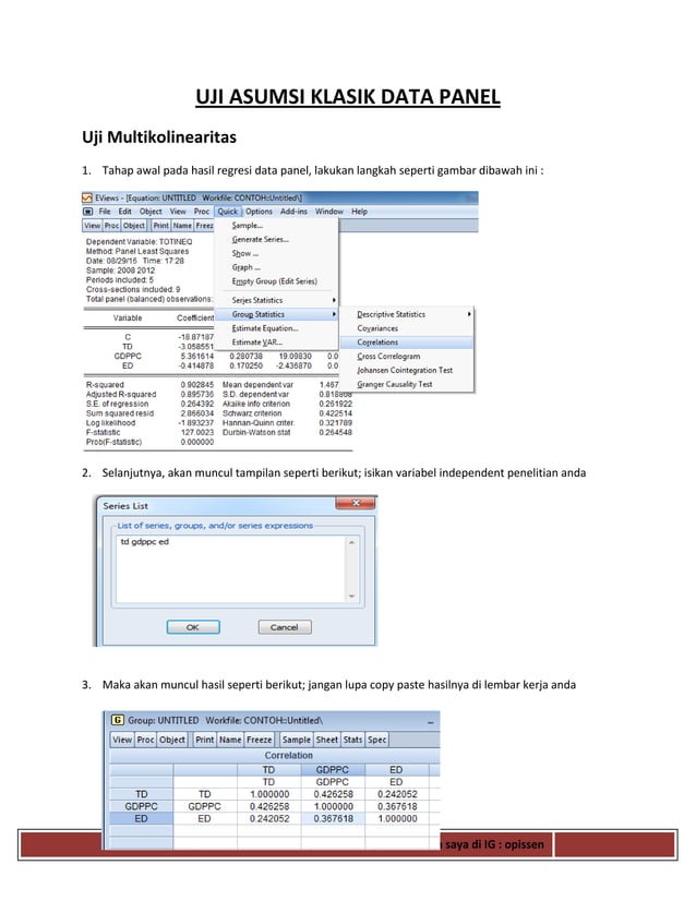 Uji asumsi klasik dengan data panel | PDF