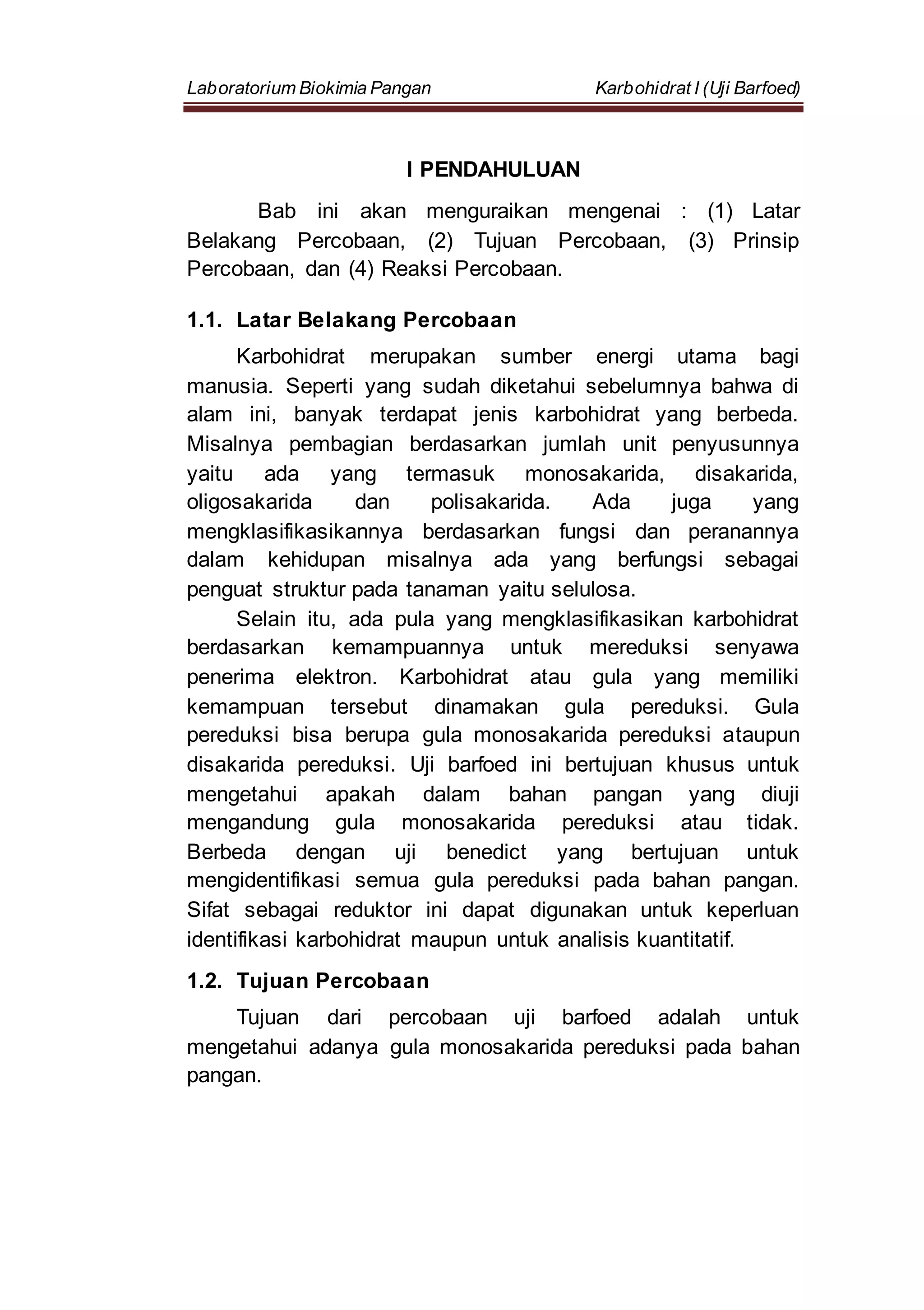 Biokimia Pangan - Uji barfoed | DOCX
